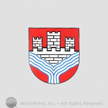 Mark with Heraldry: shield, castle, wavy lines. | #532362