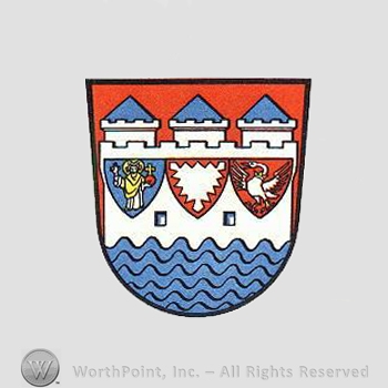 Mark with Heraldry: shield, castle, wavy lines, | #532385