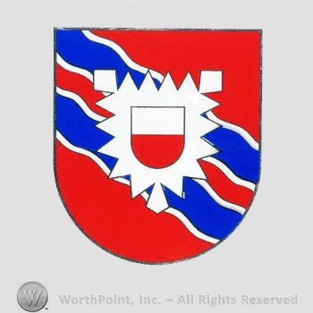 Mark with Heraldry: shield, wavy lines, leaf, | #532604