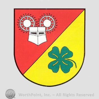 Mark with Heraldry: shield, clover leaf, helmet, | #532628