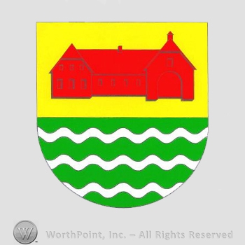 Mark with Heraldry: shield, house, wavy lines. | #532660