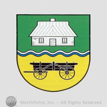 Mark with Heraldry: shield, house, wavy lines, | #533727