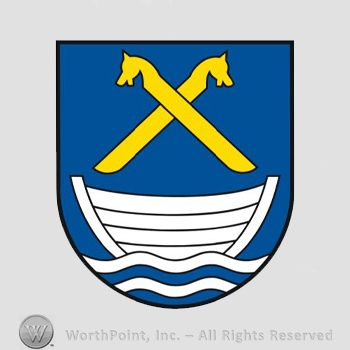 Mark with Heraldry: yellow sticks, boat, wavy | #533734