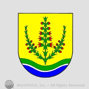 Mark with Heraldry: shield, plant, wavy lines. | #533813