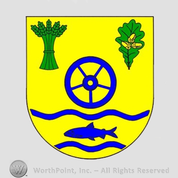 Mark with Heraldry: shield, wheel, fish, wavy | #533908