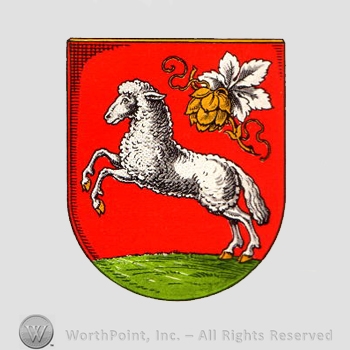 Mark with Heraldry: shield, jumping lamb, hops. | #534027