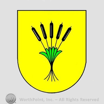 Mark with Heraldry: shield, five reeds. | #534141