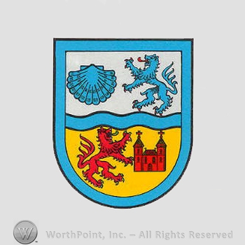 Mark with Heraldry: shield, two lions, shell, | #534851