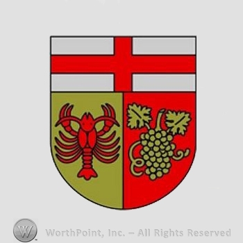 Mark with Heraldry: shield, cross, crab, grapes. | #535040