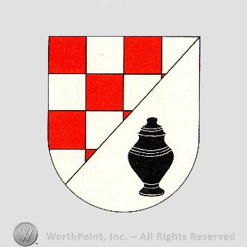 Mark with Heraldry: shield, chequered field, urn. | #535093