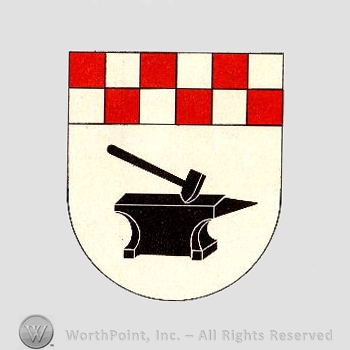 Mark with Heraldry: shield, chequered bar, hammer | #535111