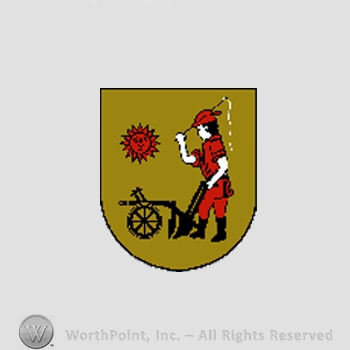 Mark with Heraldry: shield, plough, sun, peasant. | #535187