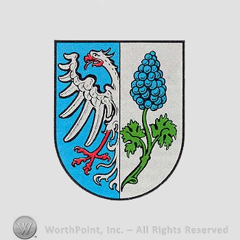 Mark with Heraldry: shield, half eagle, grapes. | #536408