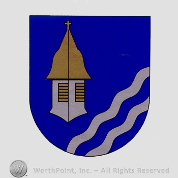 Mark with Heraldry: shield, wavy lines, church | #536516