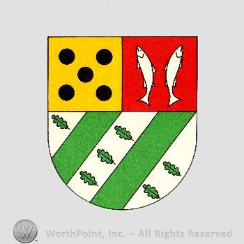 Mark with Heraldry: shield, ;two fish, black | #536610