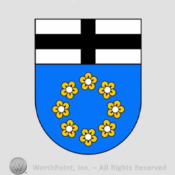 Mark with Heraldry: shield, cross, flowers. | #537282