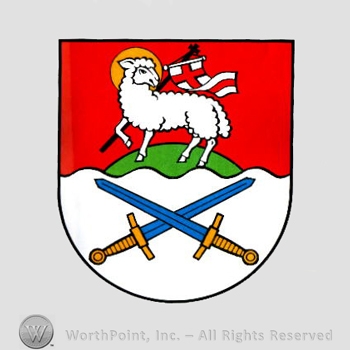 Mark with Heraldry: sheep, shield, flag, crossed | #538221