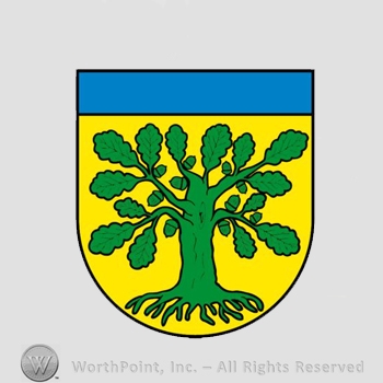 Mark with Heraldry: shield, blue bar, oak tree. | #540185