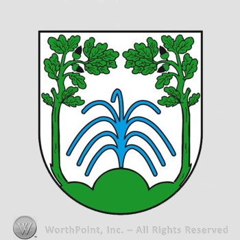 Mark with Heraldry: shield, oak trees, fountain. | #540190