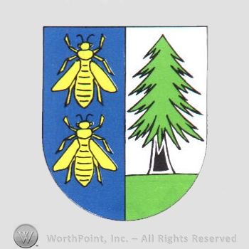 Mark with Heraldry: shield, bees, pine tree. | #540458