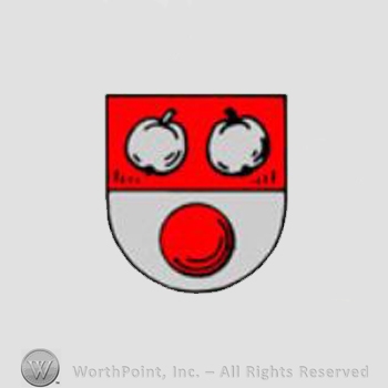Mark with Heraldry: shield, red ball, two apples. | #540507