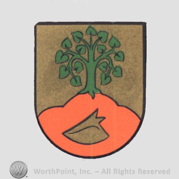 Mark with Heraldry: shield, hill, plough, tree. | #540563