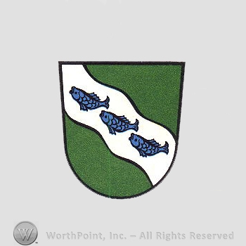 Mark with Heraldry: shield, wavy bar, fishes. | #541239