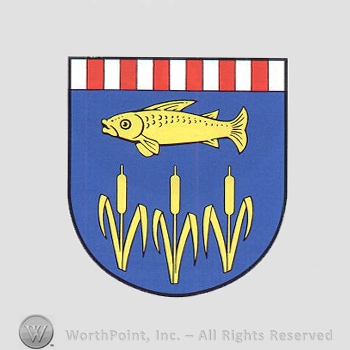 Mark with Heraldry: shield, fish, rush, chequered | #541444
