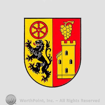Mark with Heraldry: shield, wheel, tower, grapes, | #542825