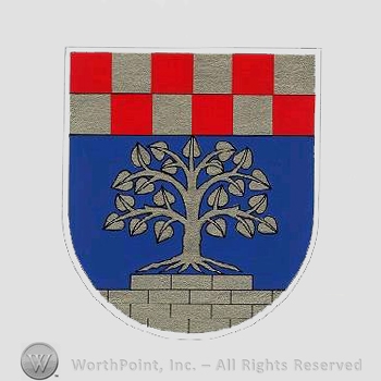Mark with Heraldry: shield, chequered bar, tree, | #542912