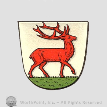 Mark with Heraldry: shield, green grass, deer. | #543041
