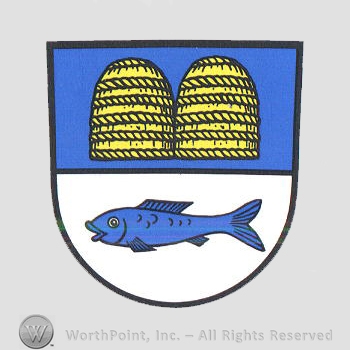 Mark with Heraldry: shield, fish, two beehive. | #544352