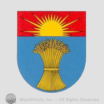 Mark with Heraldry: shield, sun, wheat garb. | #544367