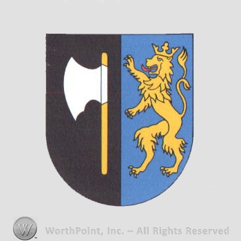 Mark with Heraldry: shield, axe, lion, crown. | #544610