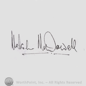 Mark with Signature: Malcolm McDowell. | #561976