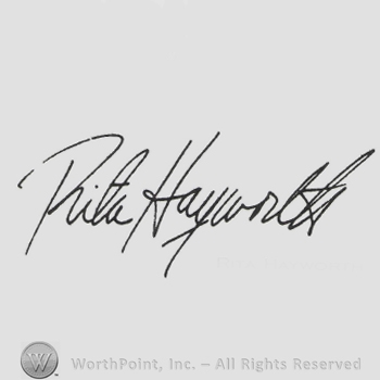 Mark with Signature: Rita Hayworth. | #562986