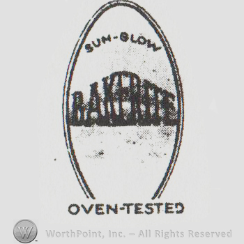 Mark with oval logo with "sun-glow bakerite | #5884