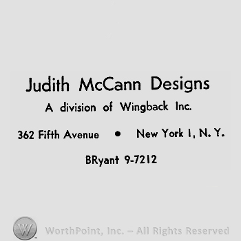 Mark with Text " JUDITH MCCANN DESIGNS/A DIVISION | #592870