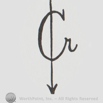 Mark with arrow pointing down with Cr handwritten | #6172