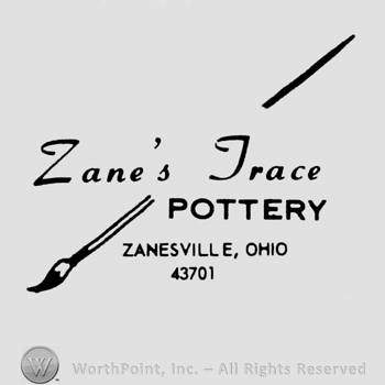 Mark with The text "Zane's Trace POTTERY | #62049