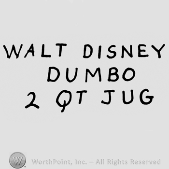 Mark with Writing Walt Disney Dumbo 2 Qt Jug from | #62248