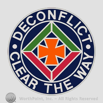 Mark with A round disk with the text "DECONFLICT | #636075