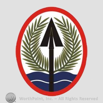 Mark with An oval with a spear, a wreath, and two | #636961