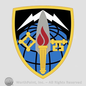 Mark with A shield, a pair of lightning flashes, | #655329