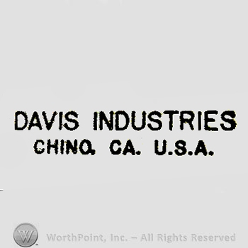 Mark with The text "DAVIS INDUSTRIES CHINO. CA. | #657019