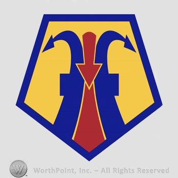 Mark with A pentagon, arrows and a stylized | #657599