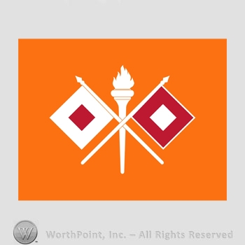 Mark with A rectangle, two flags and a torch. | #681267