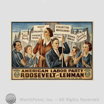 Mark with American Labor Party poster, text | #686605