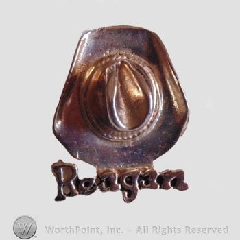 Mark with Ronald Reagan campaign lapel pin, a hat | #686611