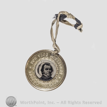 Mark with Andrew Johnson campaign medal with his | #686613